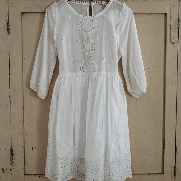 Umgee | Dresses | Vintage Style White Eyelet Embroidered Lawn Dress ...
